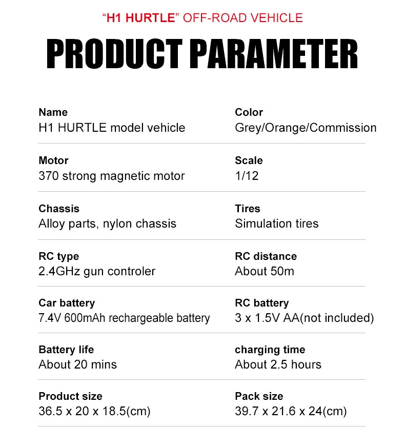 4WD RC Car Jeep Hummer H1 Hurtle Model Q121 Climbing off Road LED Toy 1:12 Scale | eBay