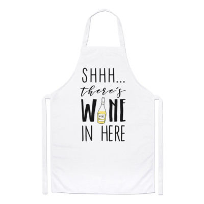 Shhh Il Y A Vin En Ici Blanc Chef Tablier - Cocktail Drôle Cuisinière ...