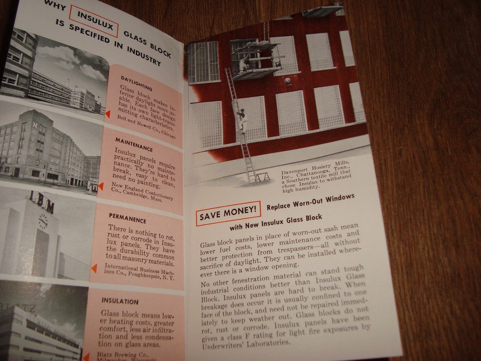 Vintage Insulux Glass Block Brochure | eBay