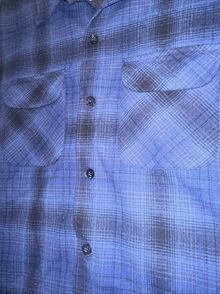 Vintage Pendleton Board Shirt Men's L Blue Label Plaid Loop Collar Made ...