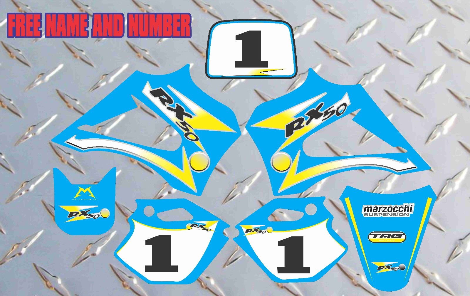 R2 R3 LX3 LEM DECALS GRAPHICS STICKERS 2003-2012 RX 65 150 LIGHT BLUE ...
