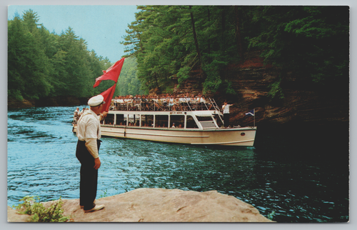 Postcard, Flagman Directs Traffic Wisconsin River, Wisconsin Dells ...