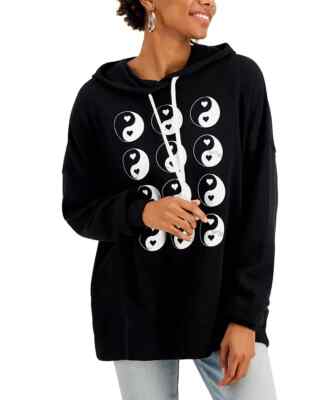 Grayson Threads Black Juniors' Yin-Yang Graphic-Print Hoodie Black Size ...