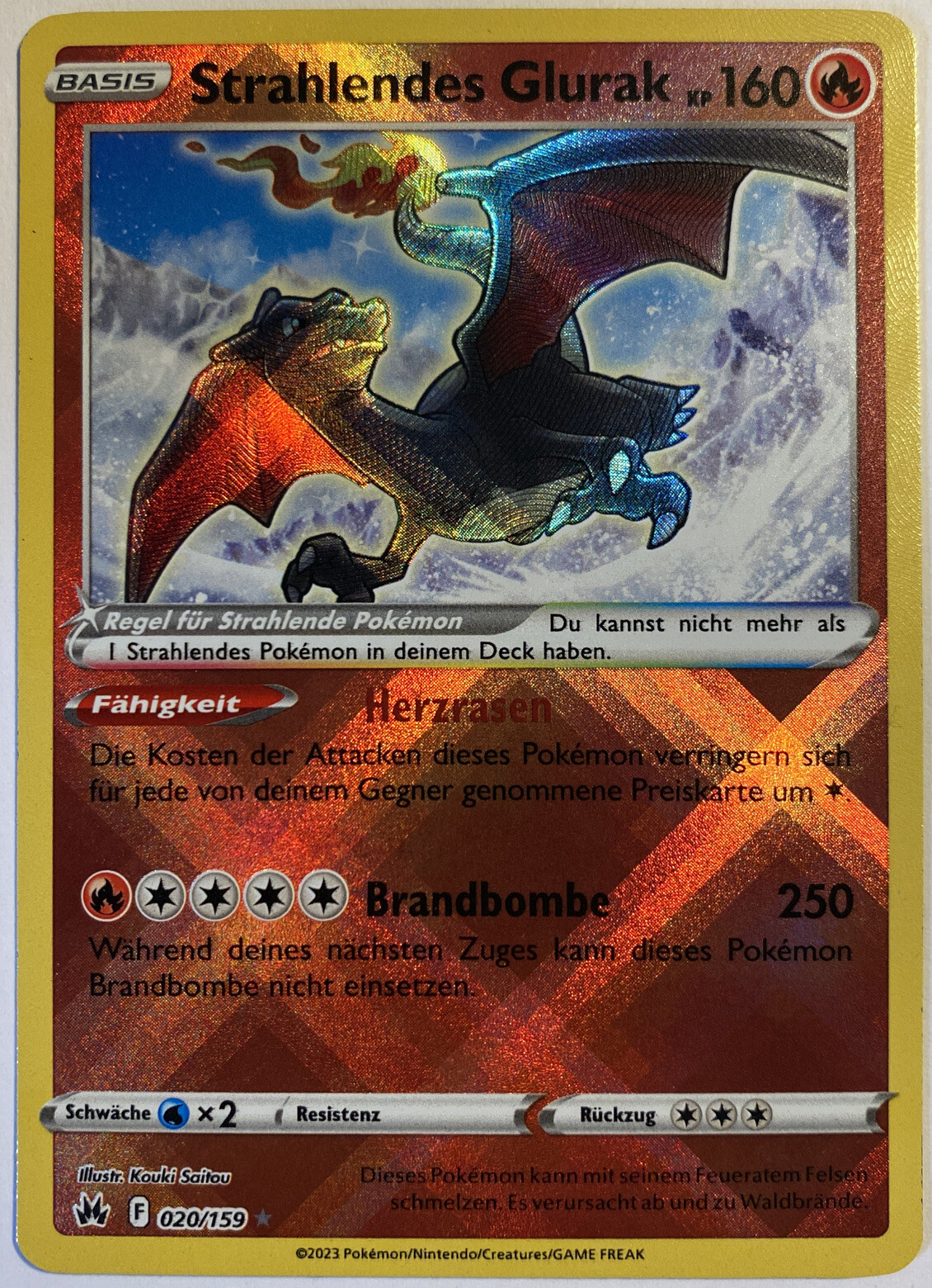 Pokemon Strahlendes Glurak | Deutsch 020/159 Zenit der Könige | Near ...