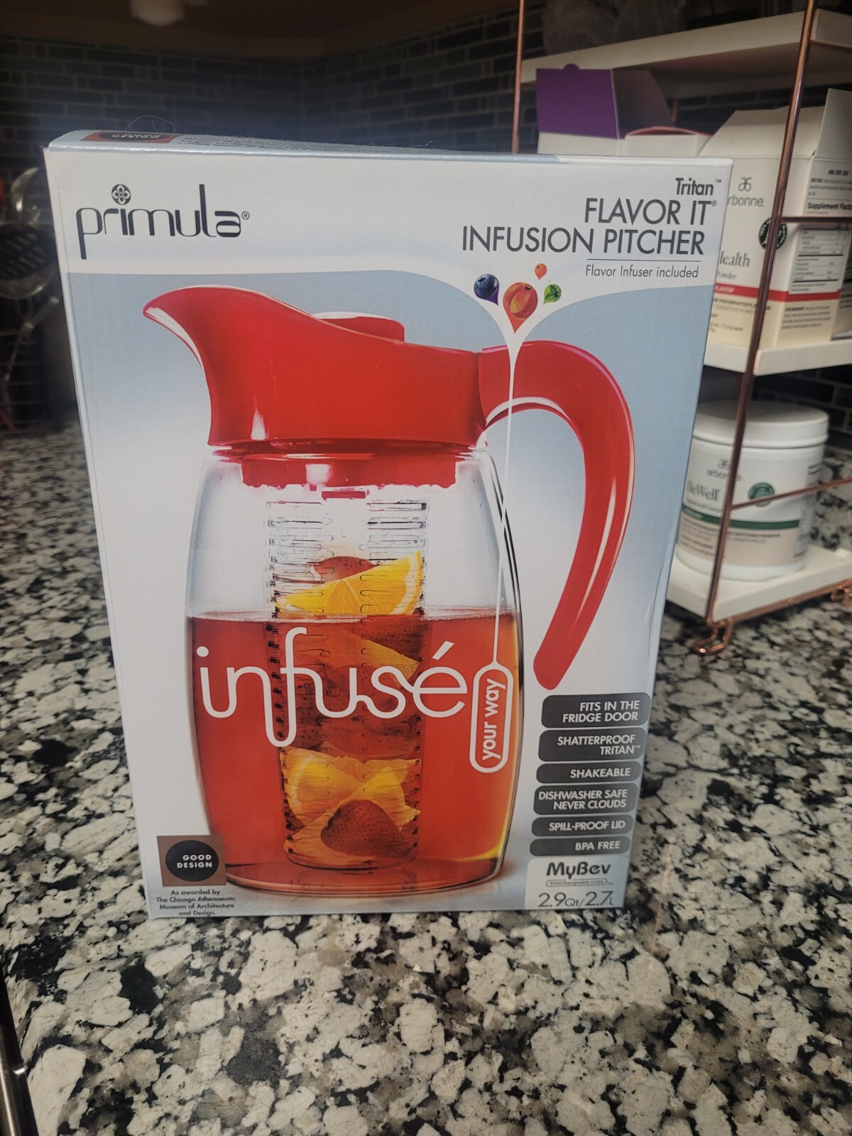Primula Flavor It Infusion Pitcher Red Beverage Infuser Dispencer 2.9 ...