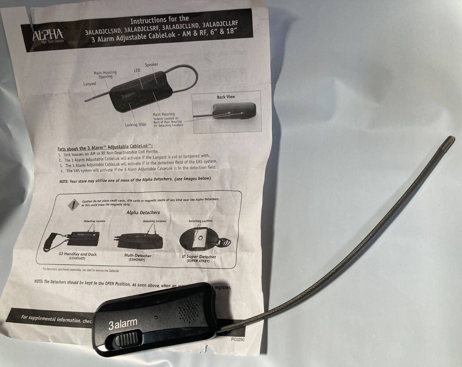 x5 Alpha Security 3 Alarm Coaxial CableLok AM 6” Lanyard (Keep ...