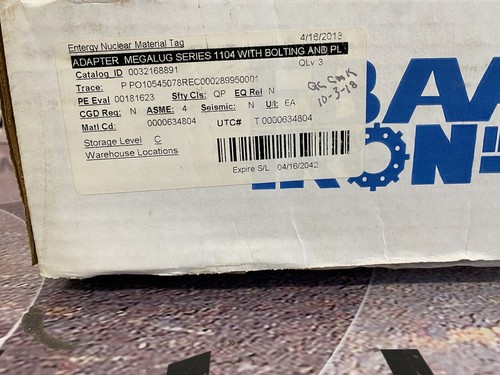 EBBA Iron Adapter Megalug Series 1104 W/Bolting and PL 4” For Ductile ...