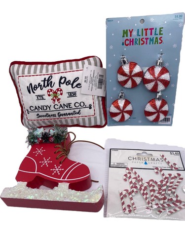 Candy Cane Ornament Set Round Candies (4) Soft Craft Foam Stickers Ice ...