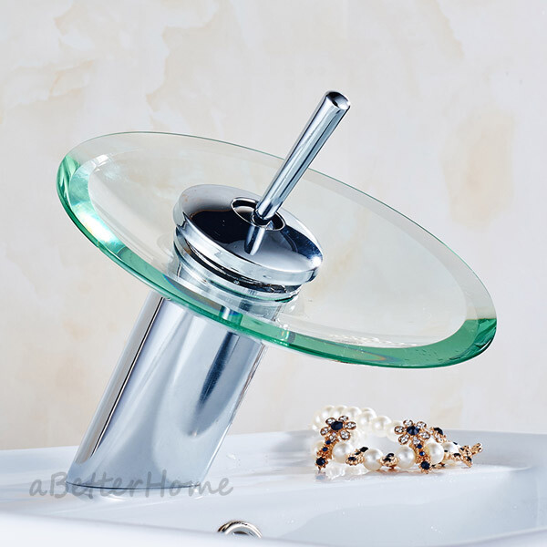 Chrome Glass Spout Waterfall Wash Basin Mixer Tap Brass One Handle Sink ...
