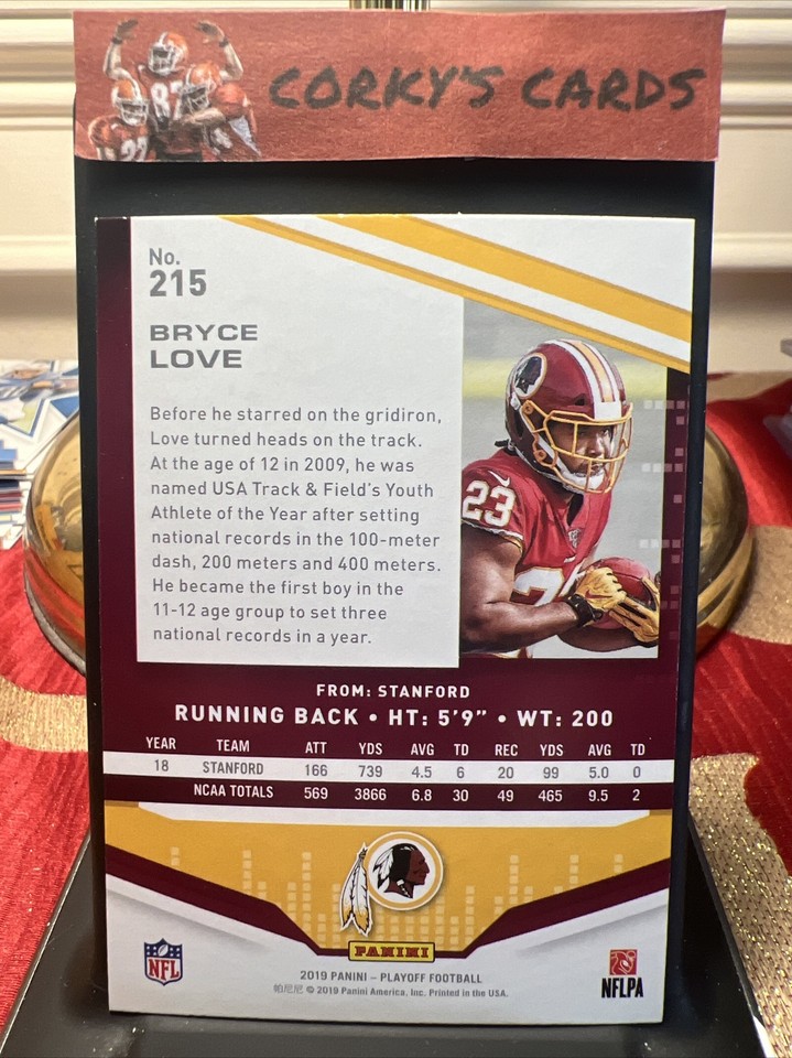 Bryce Love 2019 Panini Playoff Rookie Football Card #215 Washington ...