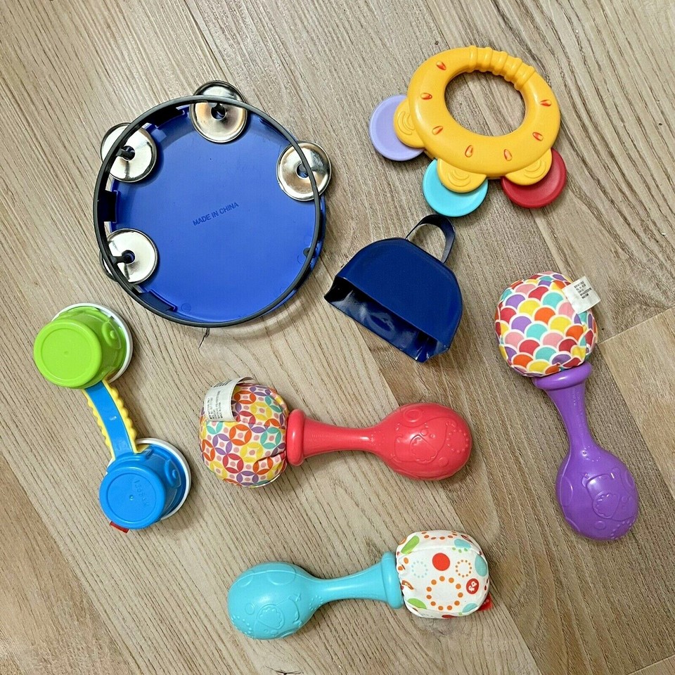 Lot of 7 Baby Toddler Musical Toys Rattles Tambourine Maracas Bell | eBay