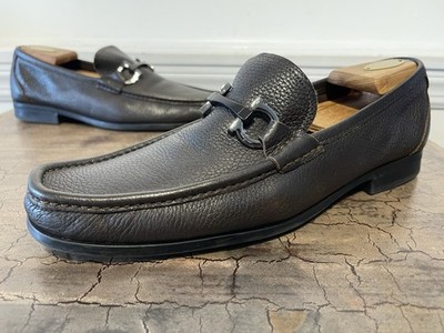 Salvatore Ferragamo Grandioso Gancini Bit Loafers Brown Pebbled Leather ...