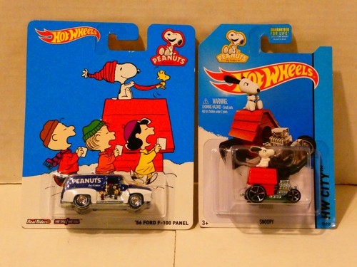 (2) Peanuts 2014 Hot Wheels '56 FORD F-100 PANEL Tooned HW City SNOOPY ...