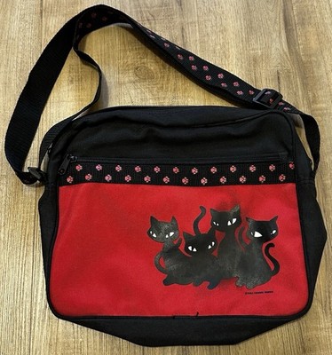 EMILY the STRANGE 2003 Cosmic Debris Cat Black Red Crossbody Mesenger ...