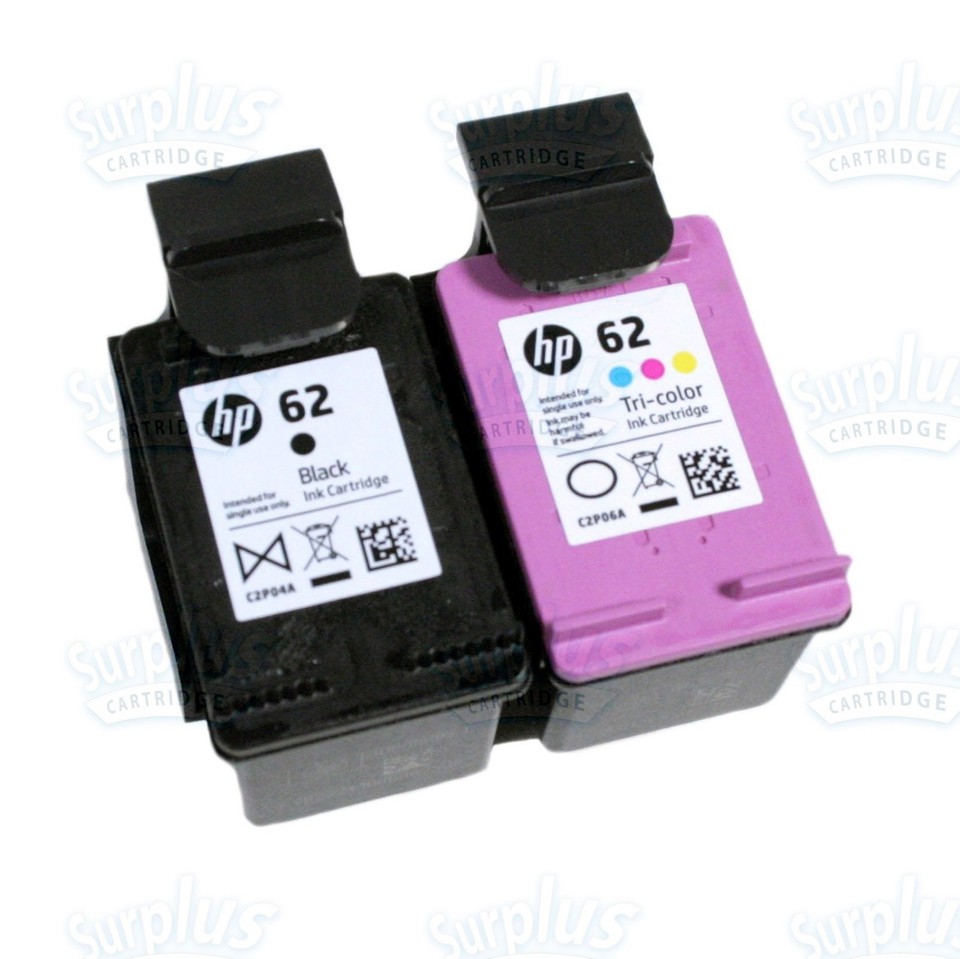 2pk Genuine HP 62 Black/Color Ink ENVY 5540 5542 5545 5644 5660 5663 ...