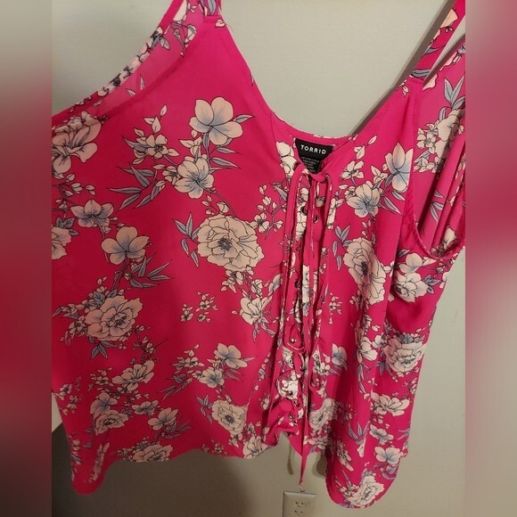 Torrid Babydoll Tank Top Size 3 Floral Pink Boho Flowy Festival Beach ...
