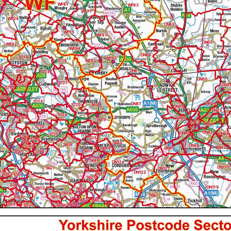 Yorkshire Postcode Sectors, Map of Yorkshire Postcodes | eBay UK