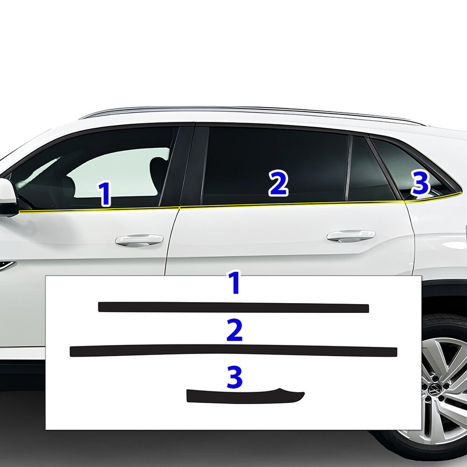 Fits VW Atlas Cross 2020-2026 Side Window Chrome Delete Decal Blackout ...