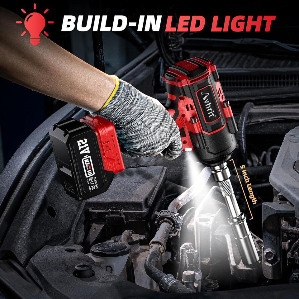 Electric Impact Gun 1/2inch 1000N.m High Torque Cordless Impact Wrench ...