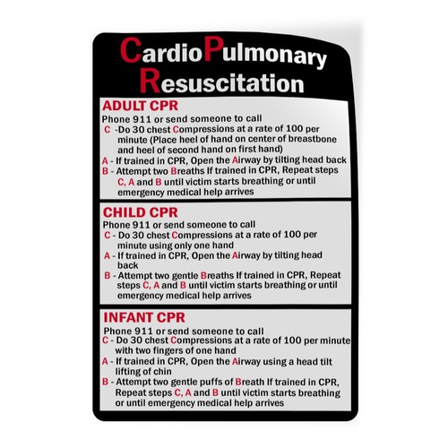 Vertical Vinyl Stickers Cardio Pulmonary Resuscitation Adult Cpr Child ...