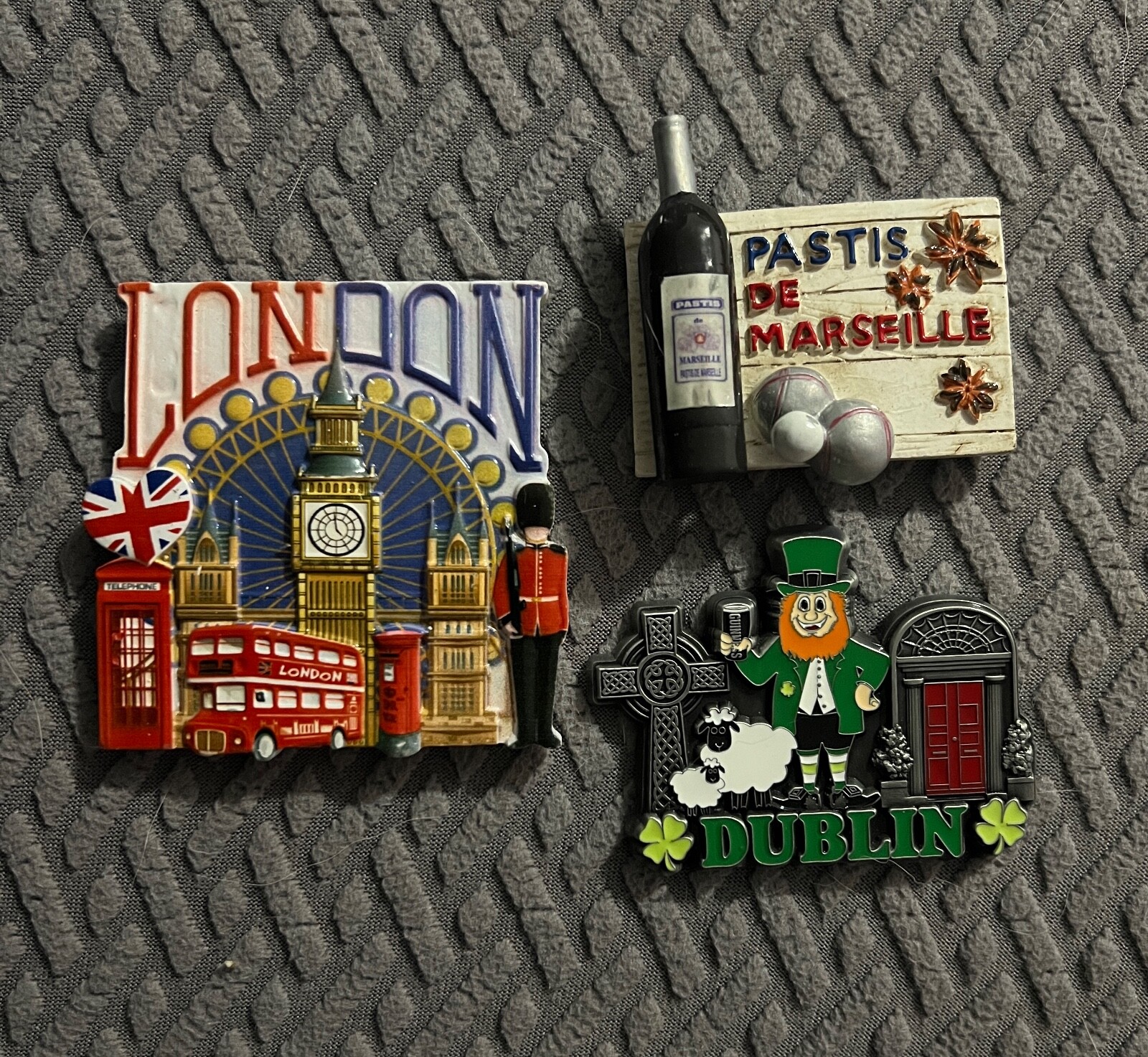 LOT of 3 Traveler's Souvenir Magnets - London, Dublin & Marseille, NEW ...