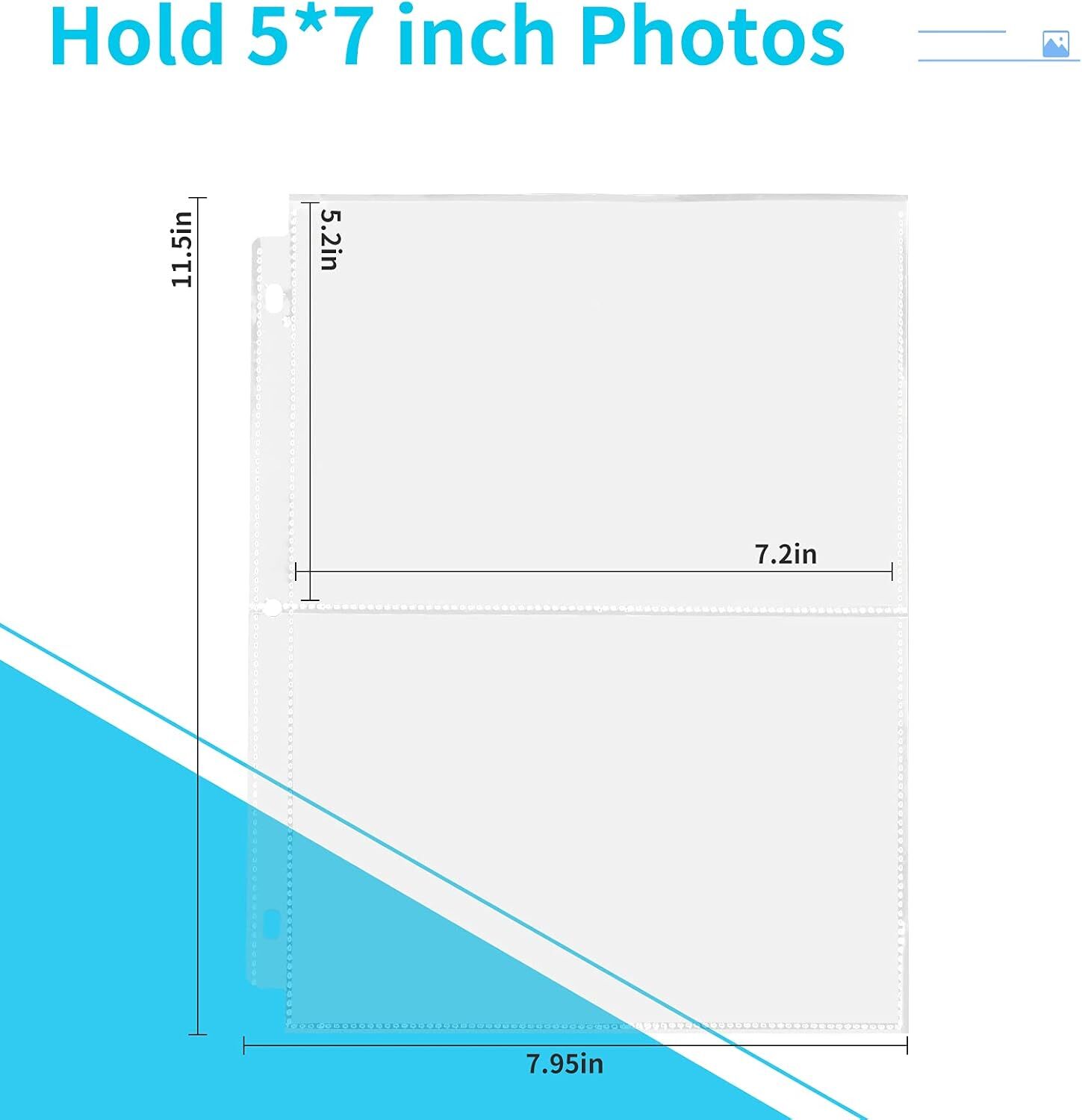 30 Pack Photo Sleeves for 3 Ring Binder - (5X7, for 120 Photos),Photo ...
