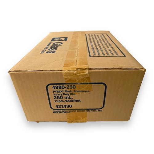 PYREX 4980-250, 250mL Narrow Mouth Erlenmeyer Flasks Heavy Duty Rim ...