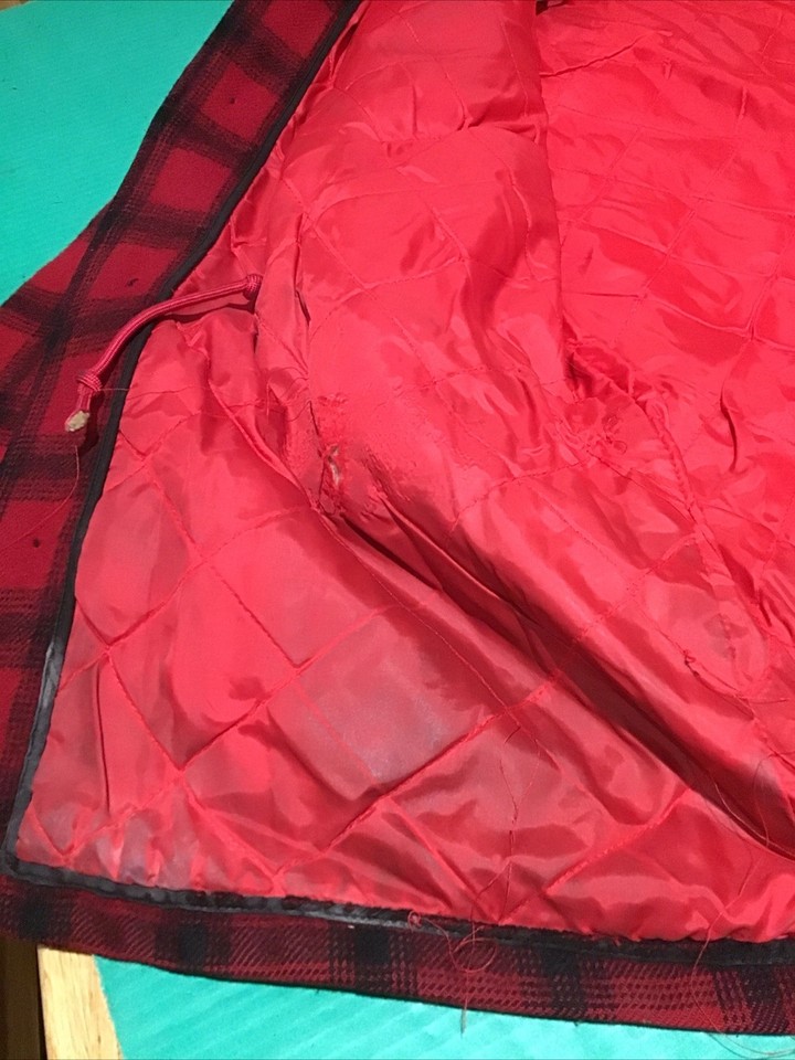 Vintage 50s Woolrich 523 Wool Mackinaw Plaid Hunting Jacket Mens M Red ...