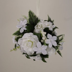Kissing Ball 6" Pomander Gardenia Rose Wedding Silk Flowers 00249880001 ...