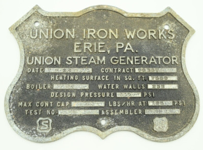 Vintage Cast Brass Union Iron Works Erie Pennsylvania Railroad Steam ...