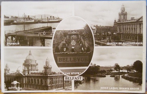 Vintage RPPC Postcard BELFAST MULTIVIEW Bellevue Steps Northern Ireland ...