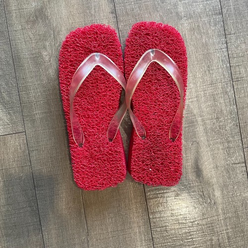 VTG Y2K Sugar Floaties Mesh Sole Platform Flip Flops Size 8/9 Red White ...