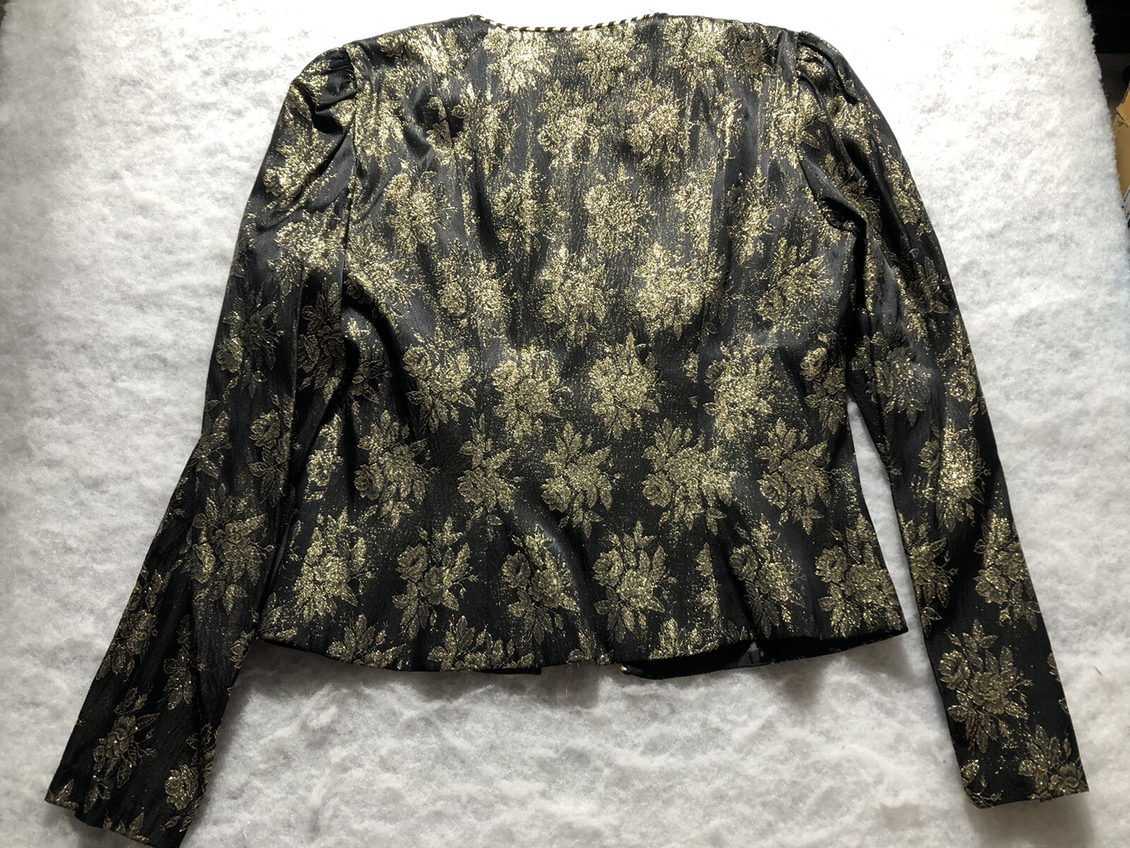 Vintage Patra Metallic Gold Leaf Blazer Jacket Size 4… - Gem