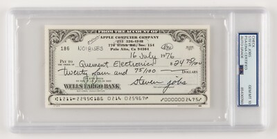 Steve Jobs Signed 1976 Apple Check PSA DNA Graded 10 GEM MINT | eBay
