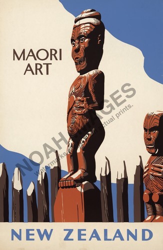 Maori Art New Zealand vintage travel promotion poster 16x24 | eBay
