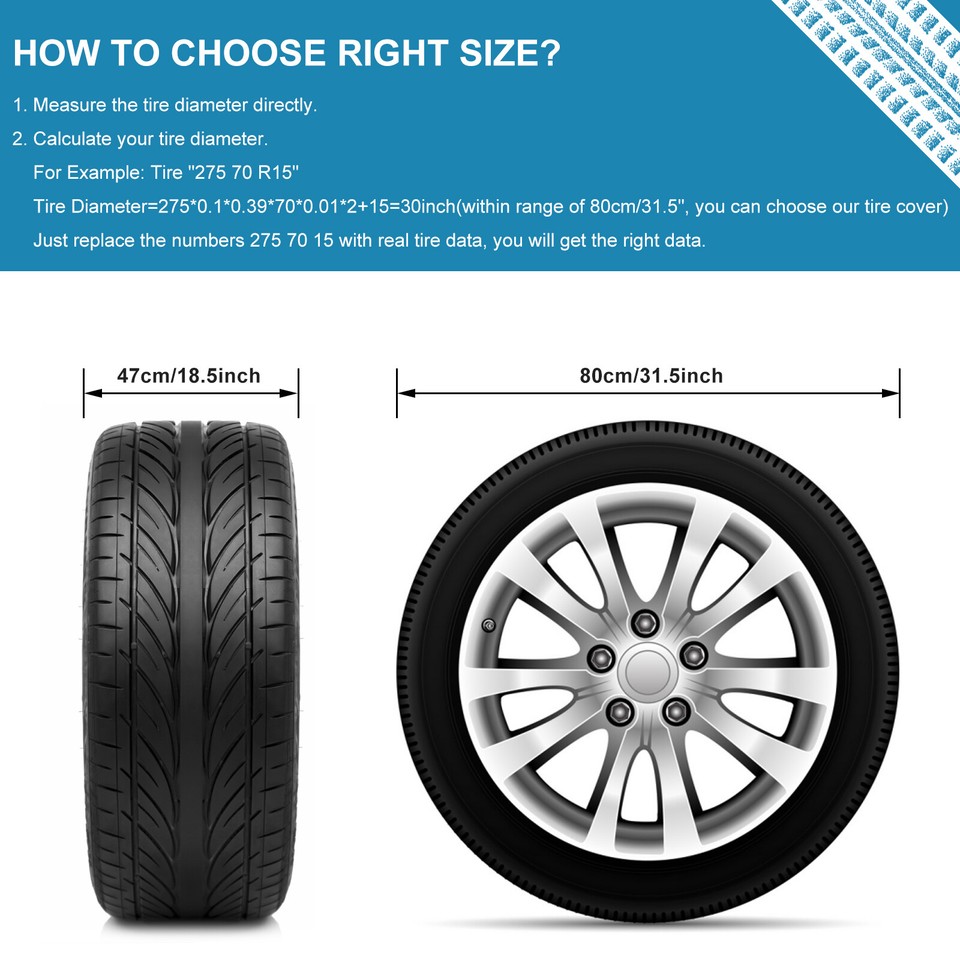 2x 16" inch Black Spare Tire Cover Wheel&Tyre Protector For Caravan RV ...