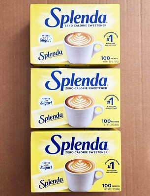 Lot (3) SPLENDA Zero Calorie Sweetener, 100 Ct Per Box, Total 3 Boxes ...