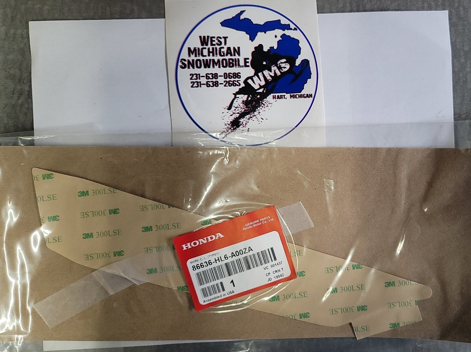 HONDA MARK C, L. FR. DOOR (TYPE 1). OEM. PART# 86636-HL6-A00ZA. QTY 1 ...