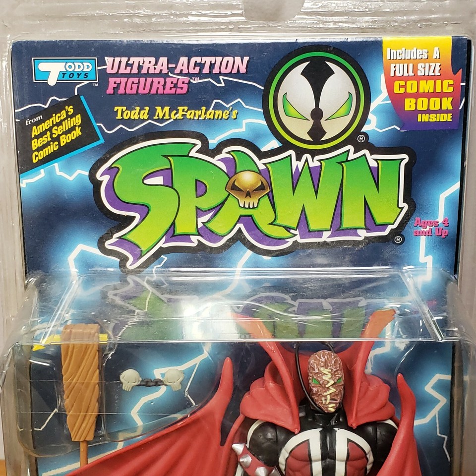 Spawn Unmasked Variant Flying Cape Figure Series 1 w/ Comic Book 1994 ...