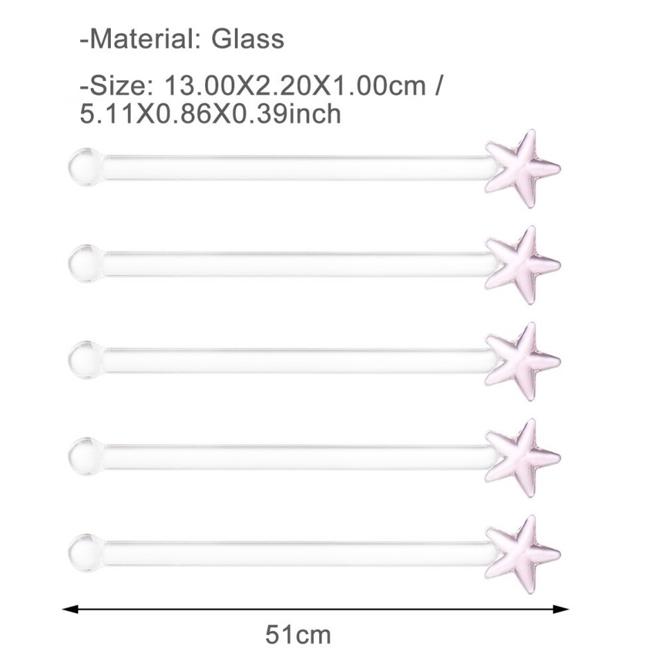 5 Pcs Glass Stirrers for Drinks Mix Sticks Creative Stirring Rod ...