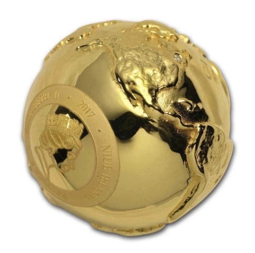 2017 Niue 2oz .925 silver 3D Globe $2 Coin RARE FIRST EVER GLOBE COIN W ...