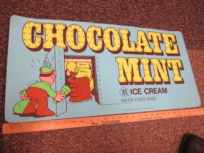 Baskin Robbins ice cream CHOCOLATE MINT 1984 store display sign bank ...