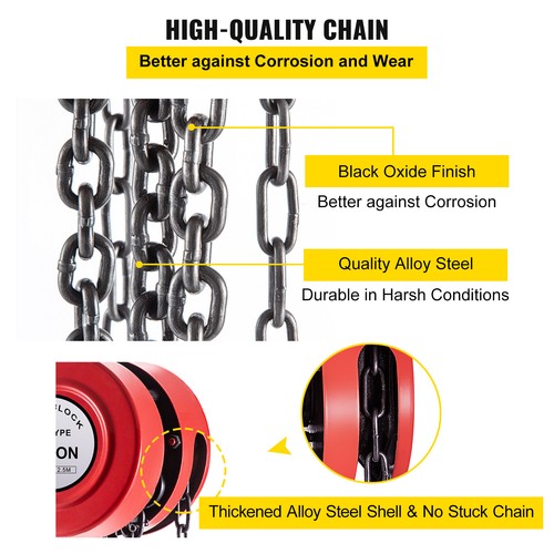 VEVOR Chain Hoist Chain Block 1 Ton Capacity 8 Feet Lift Steel ...