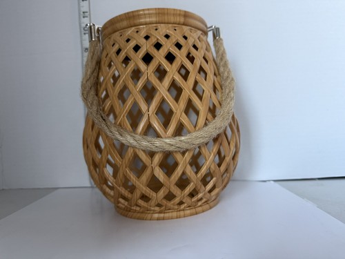 Hanging Brown Plastic Wicker Design Solar Powered LED Lantern Rope ...