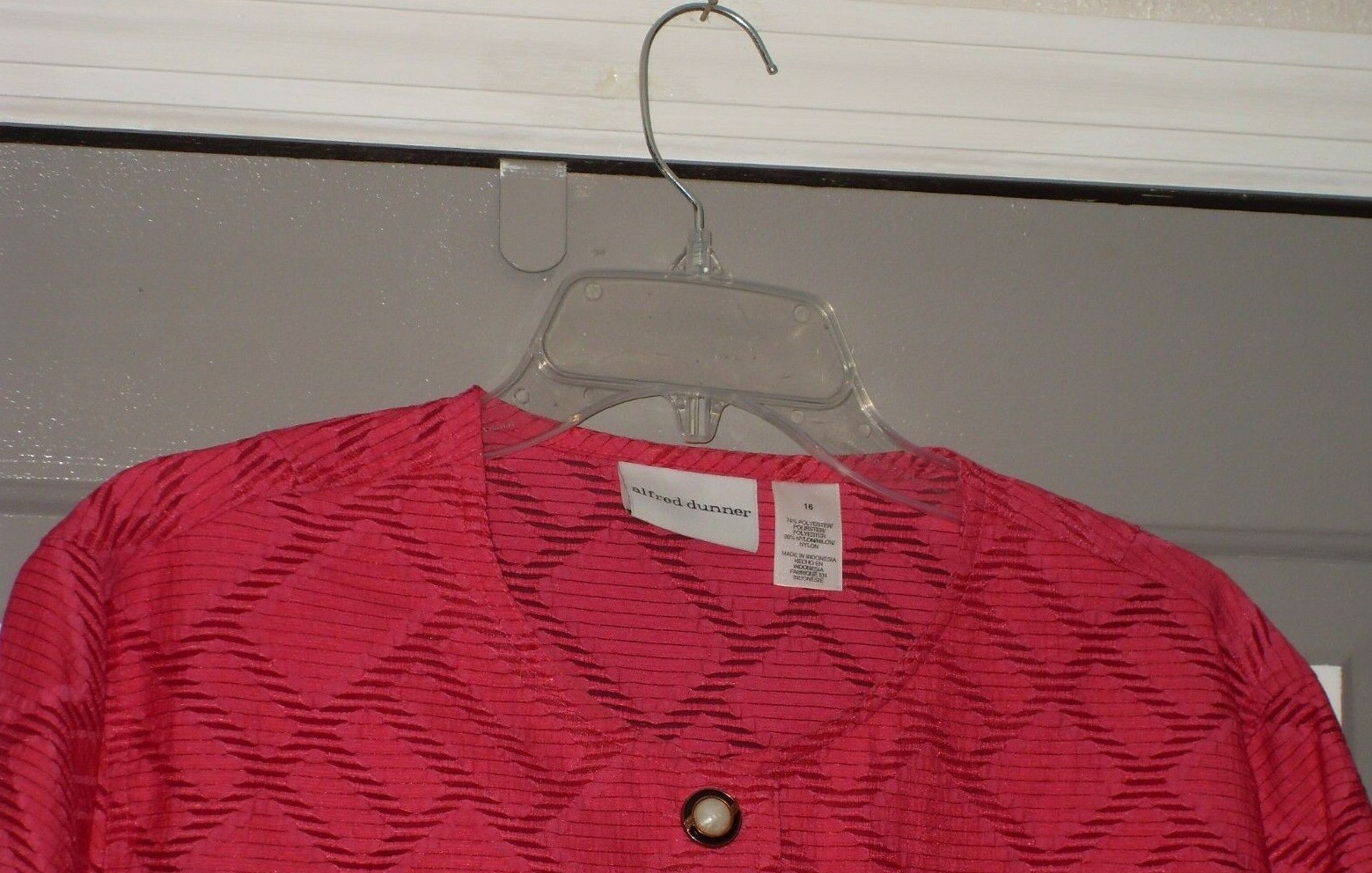 Alfred Dunner Women's Sz 16 Hot Pink Button Front Jacket 3/4 Sleeves ...