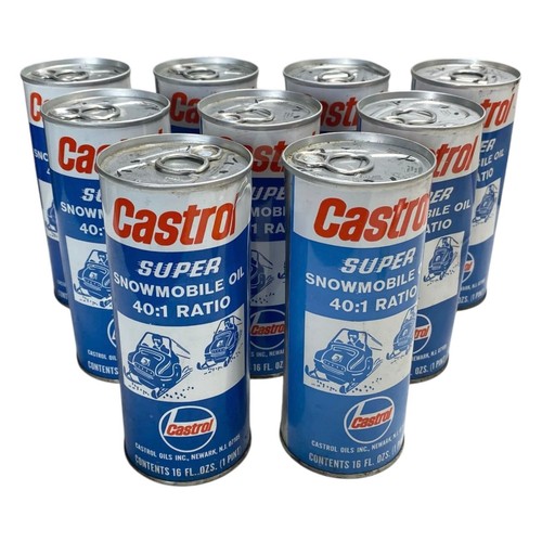 Castrol Set of 9 Super Snowmobile Oil Can 40:1 Ratio 16oz Unopened ...