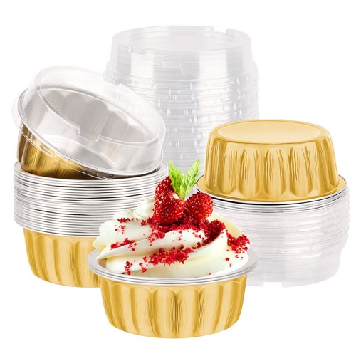Cupcake Liners For Baking Gold 30 Pack 8oz Disposable Aluminium Creme ...