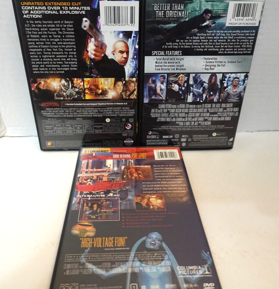 sci-fi action DVD lot: The Fifth Element/Total Recall (remake)/Babylon ...