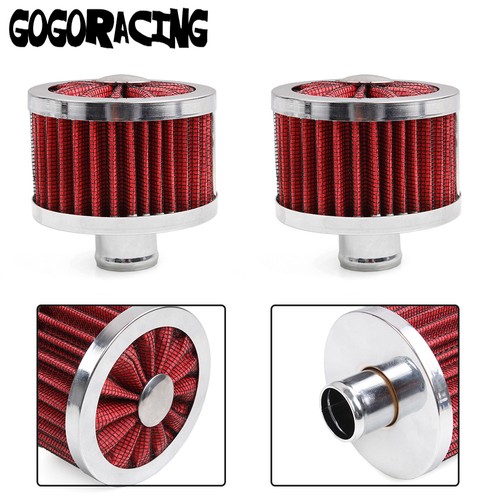 2X Red Extra Flow 1" to 1-1/4" Push In Valve Cover Baffle Breather Vent ...