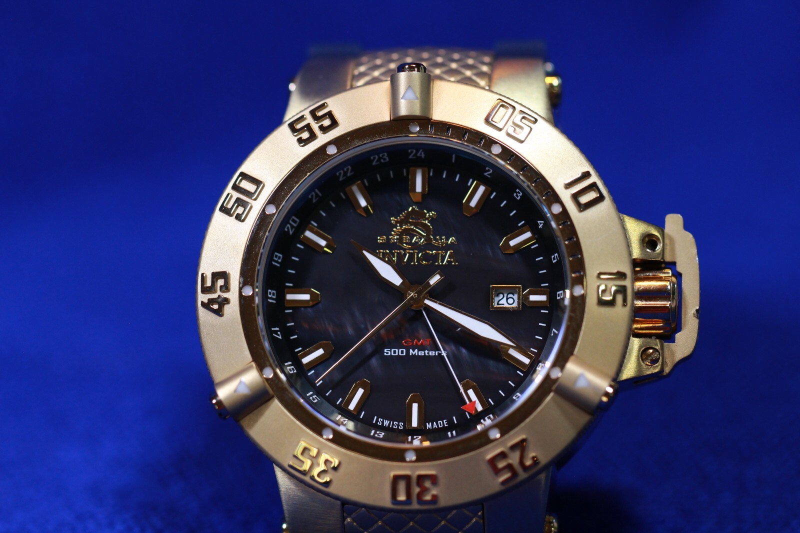 Invicta Men's 1149 Subaqua Analog Swiss Quartz Blue Band Watch Gold ...